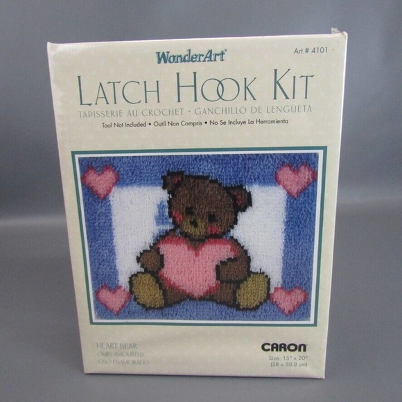 Caron | Office | Caron Wonderart Latch Hook Kit 41 Heart Bear New 15 X ...